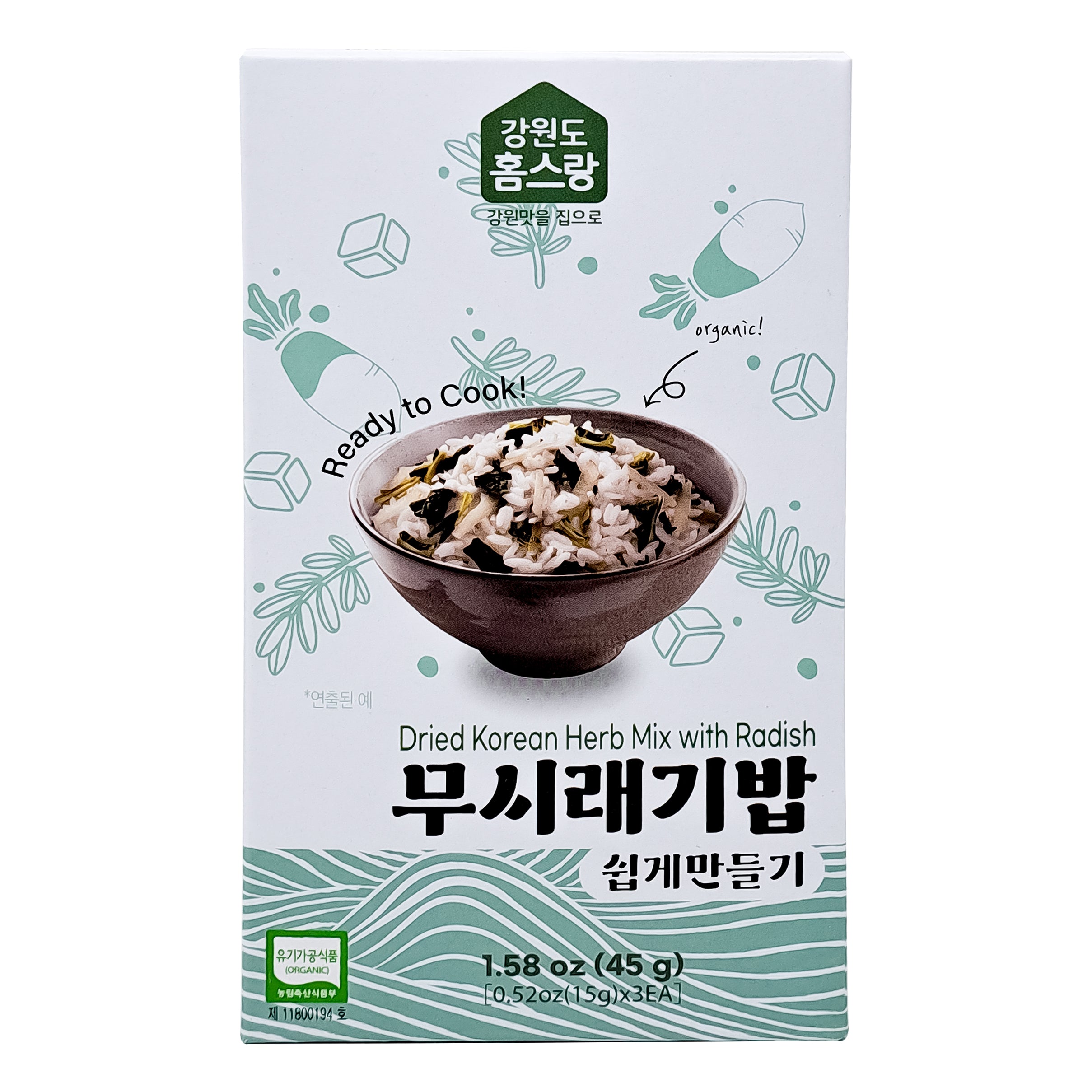 Dried Korean Herb Mix with Radish meal kit 1.58oz (45g) 1box / 3 bag 무 ...